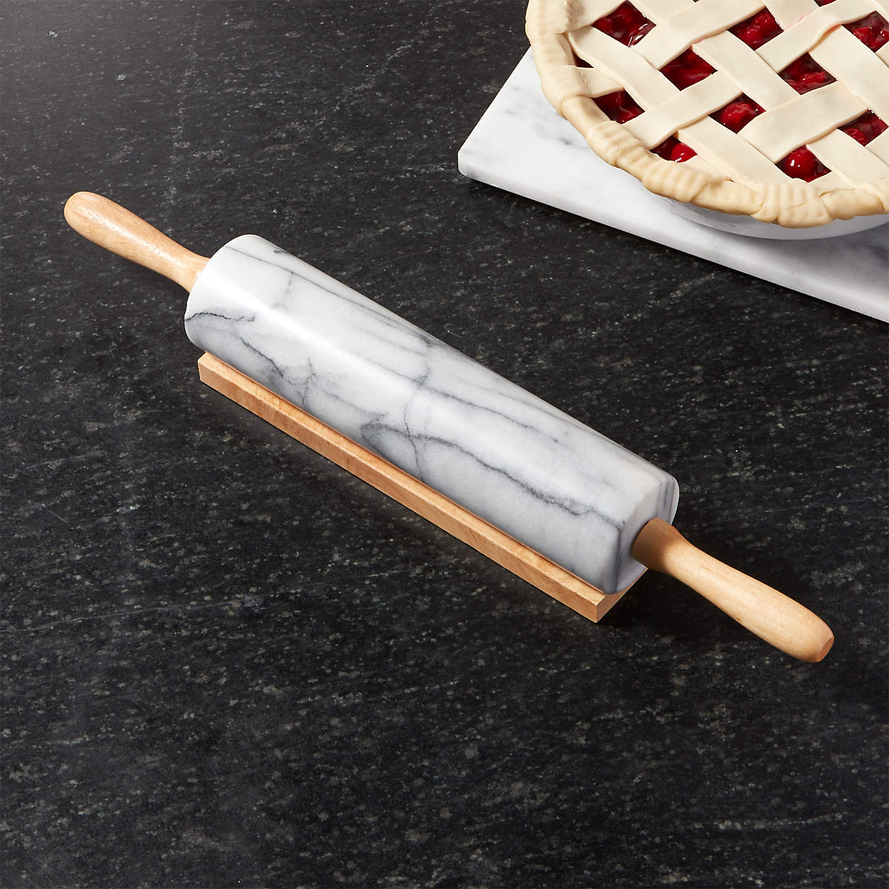 French Kitchen White Marble Rolling Pin with Stand + Reviews | Crate ...