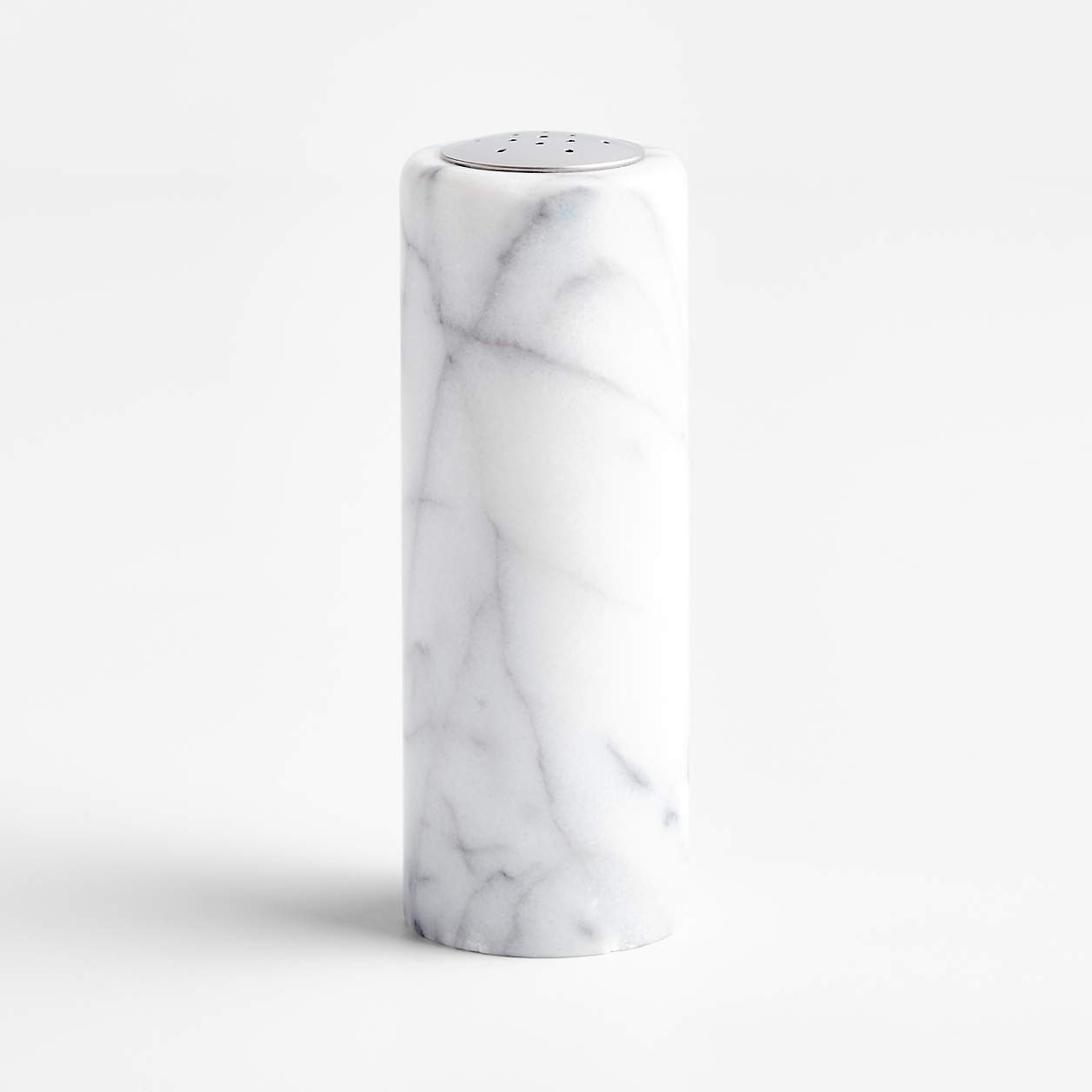 French Kitchen White Marble Salt-Pepper Shaker + Reviews | Crate & Barrel
