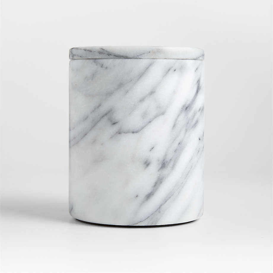 French Kitchen Medium White Marble Canister + Reviews | Crate & Barrel