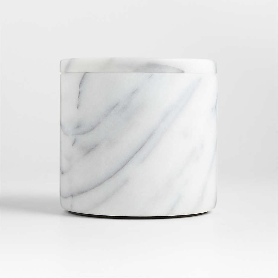 French Kitchen Small White Marble Canister + Reviews | Crate & Barrel
