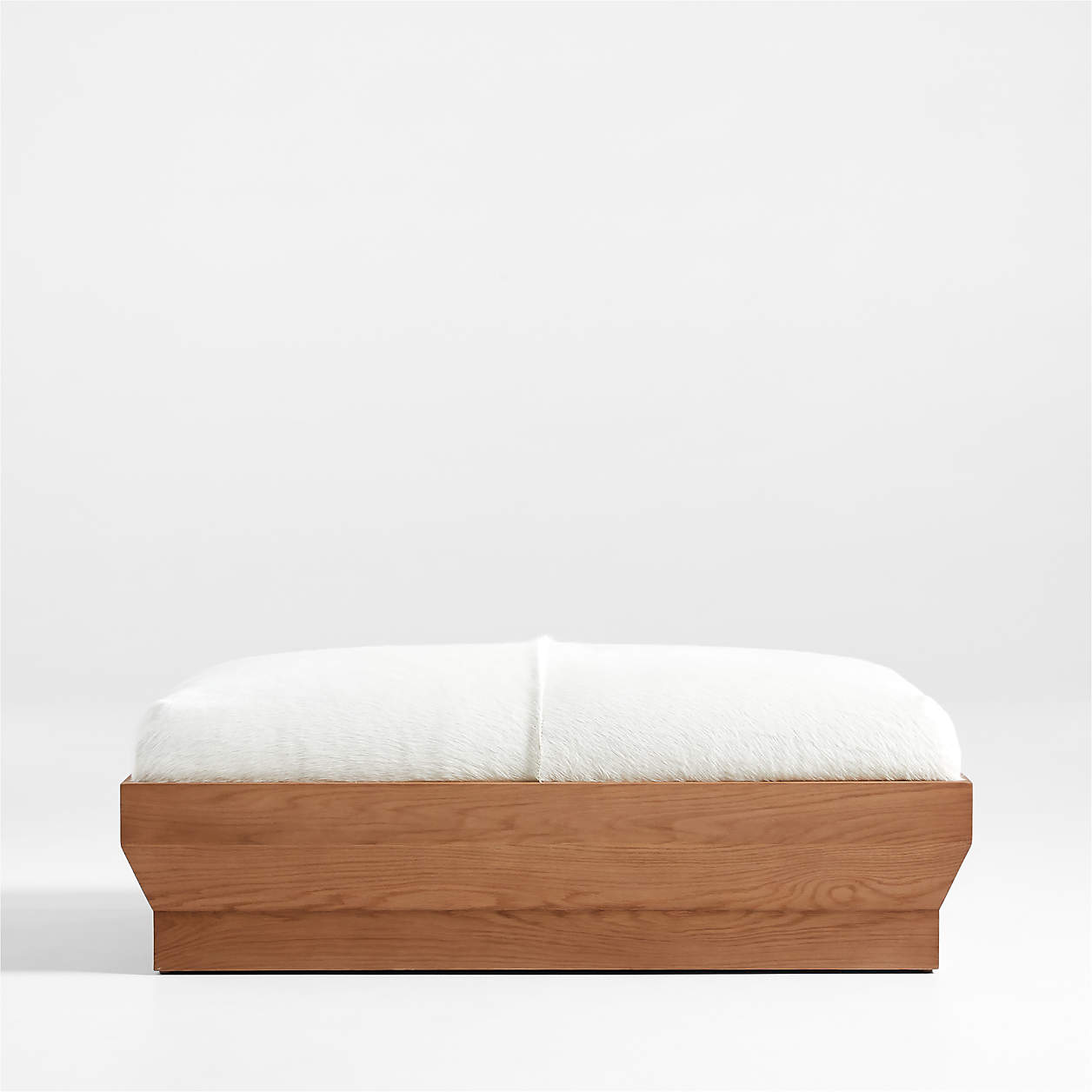 Fuse Solid White Oak Wood Ottoman + Reviews | Crate & Barrel