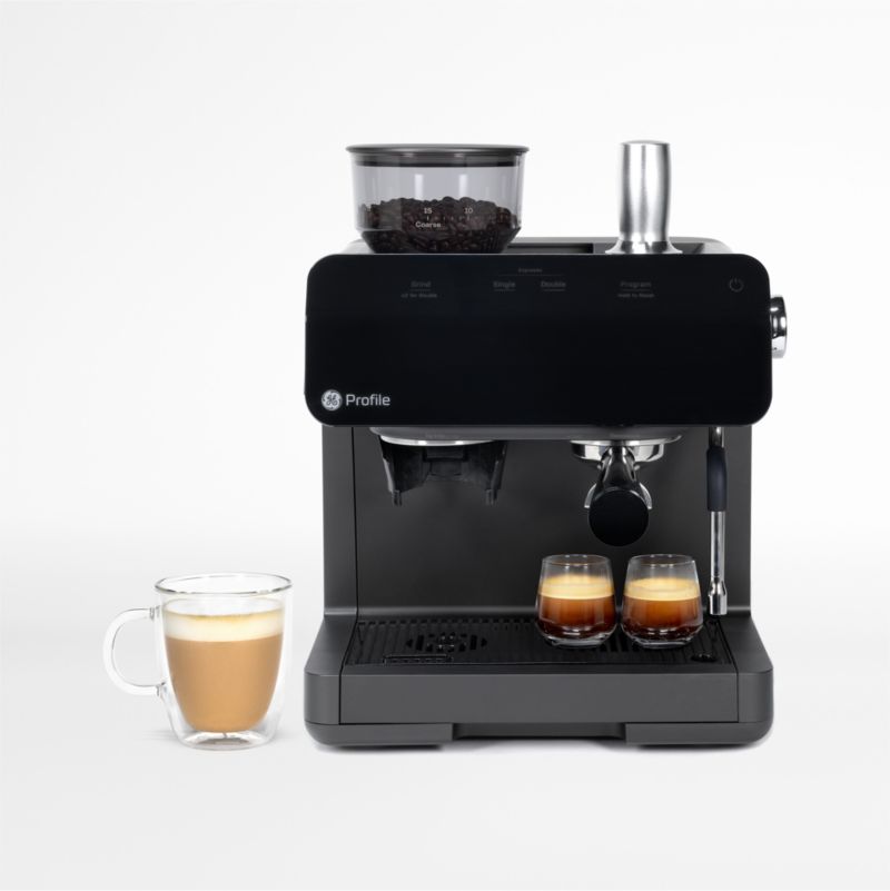 GE Profile Black Semi-Automatic Espresso Machine with Grinder and ...