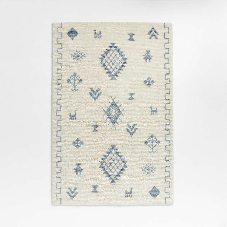 Gabey Figures Wool Blue Kids Area Rug 5x8 + Reviews | Crate & Kids