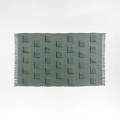 Gali Kids Handwoven Green Textured Kids Performance Rug with Fringe ...