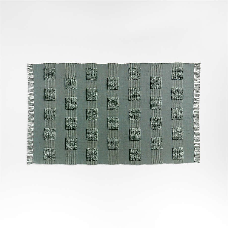 Gali Kids Handwoven Green Textured Kids Performance Rug with Fringe 5x8 ...