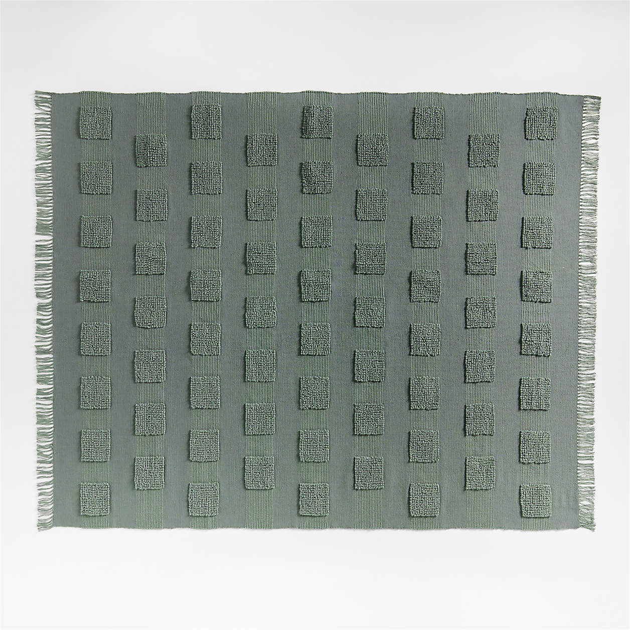 Gali Kids Handwoven Green Textured Kids Performance Rug with Fringe ...