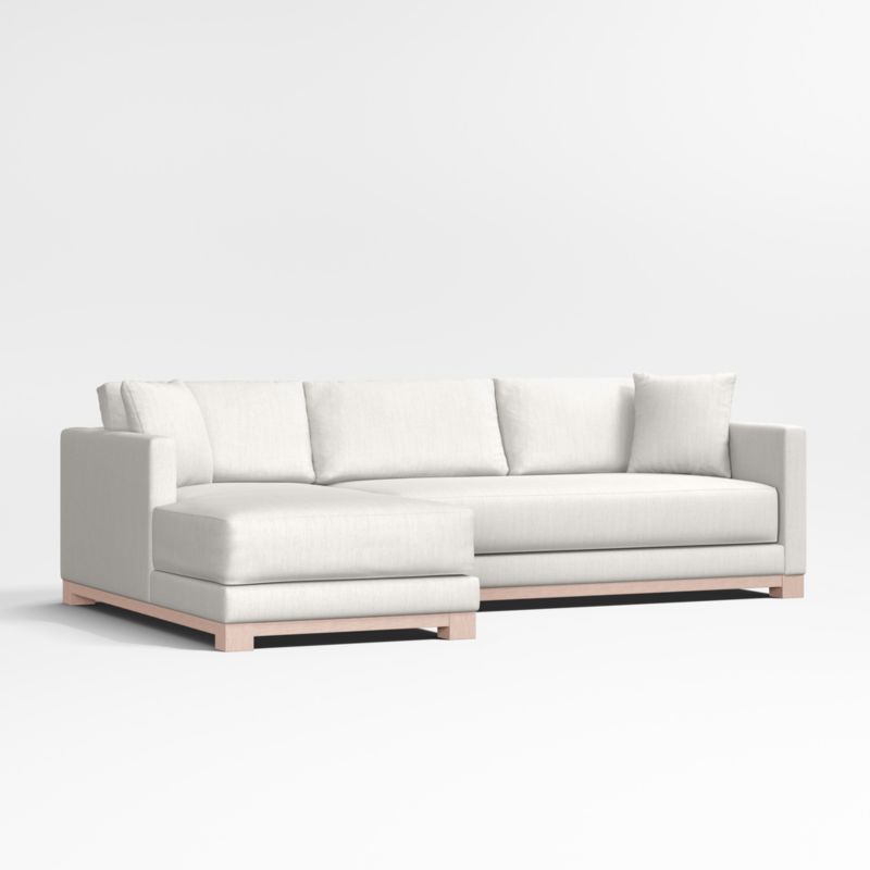 Gather Deep Wood Base Bench 2-Piece Chaise Sectional Sofa | Crate & Barrel