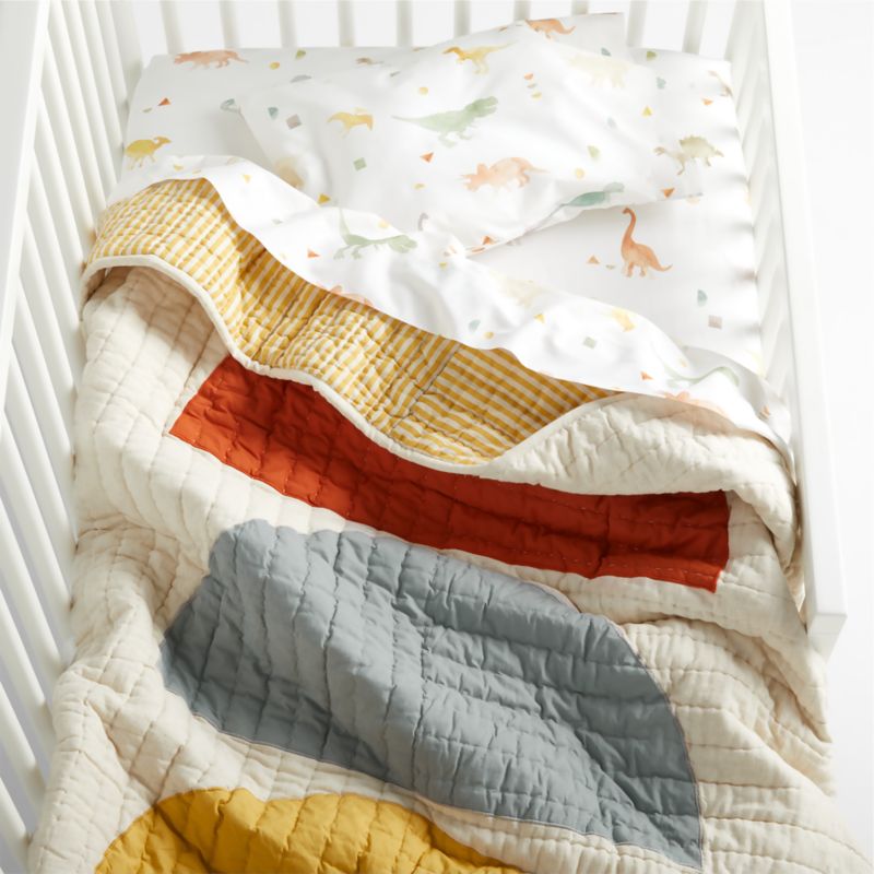 Stay Cool Geo-Dino Organic Cotton Dinosaur Toddler Sheet Set | Crate & Kids