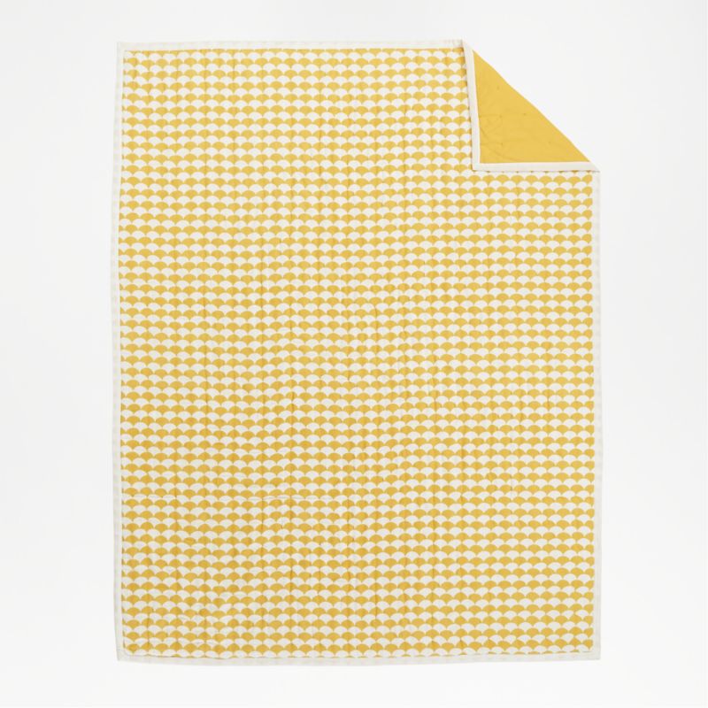 Geo-Fan Modern Organic Full/Queen Yellow and White Scallop Kids Quilt ...