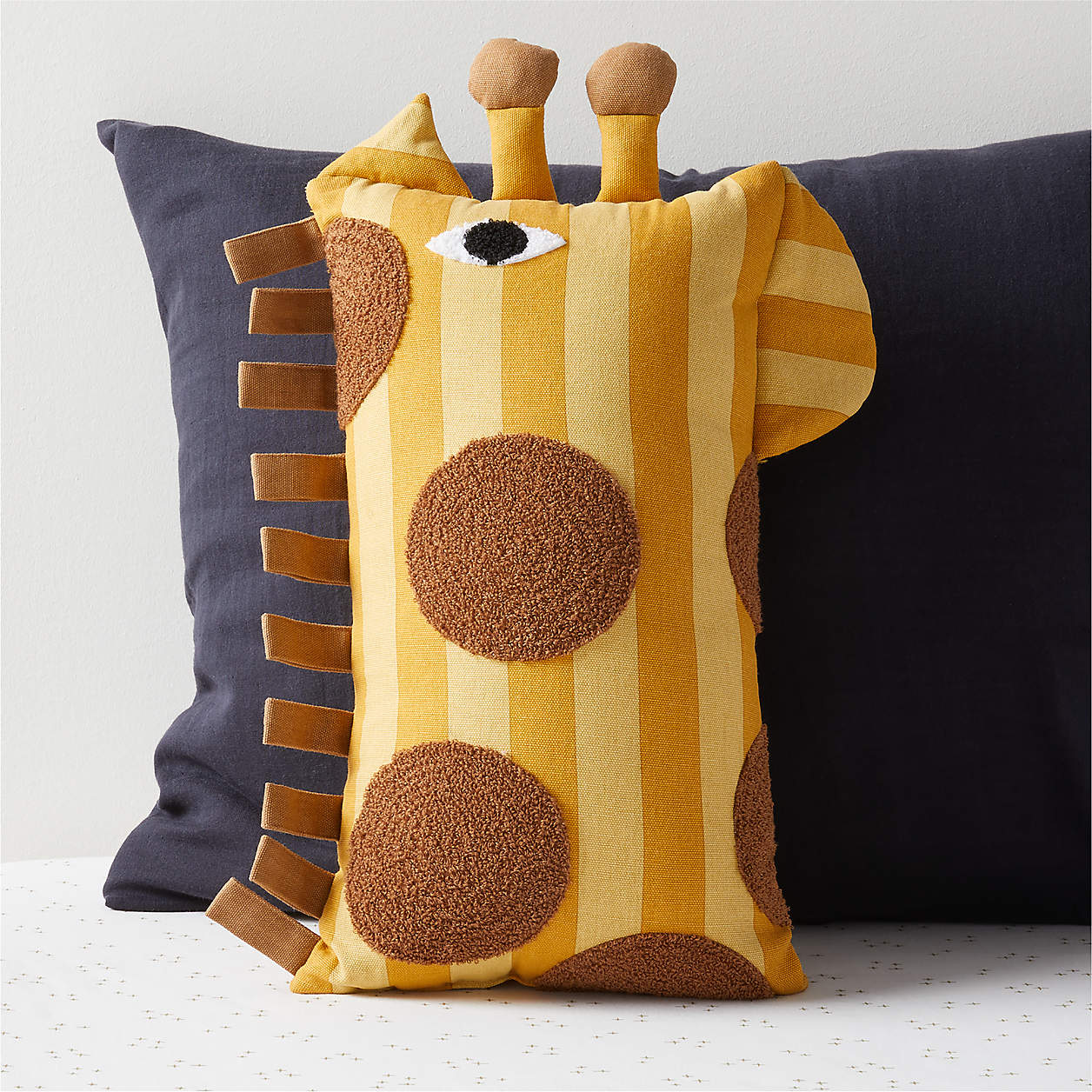 Giraffe Face Striped Embroidered Kids Throw Pillow | Crate & Kids