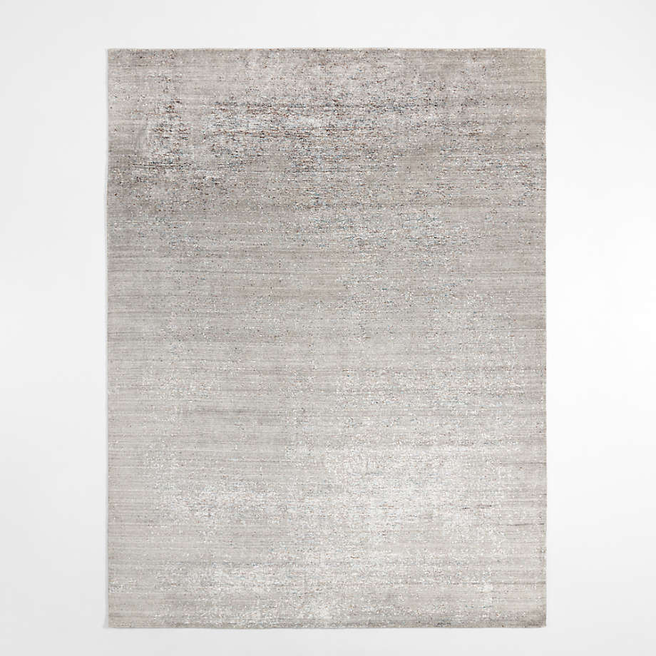 Giverny Wool and Viscose Hand-Knotted Carbon Grey Area Rug 10'x14 ...