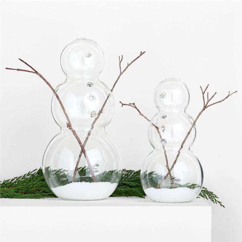 10" Glass Decorative Holiday Snowman + Reviews | Crate & Barrel