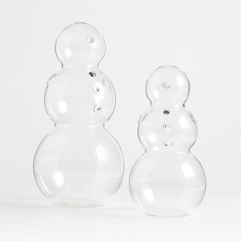 Large Clear Glass Holiday Snowman Stem Vase and Decorative Object 14 ...