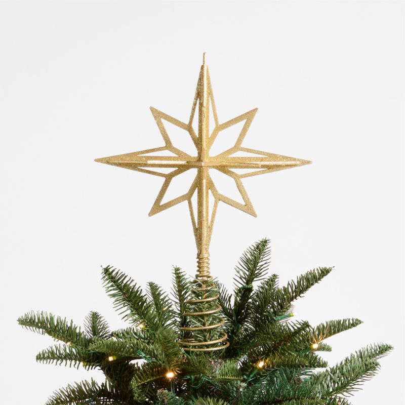 Gold Glitter Radiant Christmas Tree Topper + Reviews | Crate & Barrel