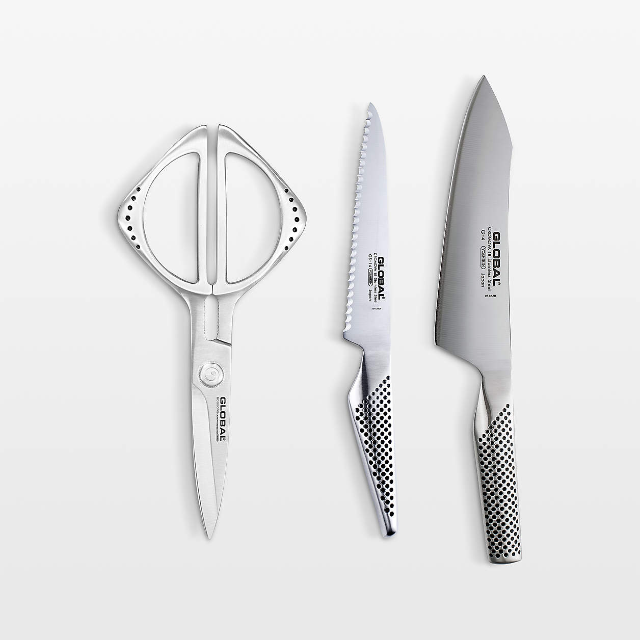 Global Classic 3-Piece Chef's Knife, Utility Knife and Shears Set ...