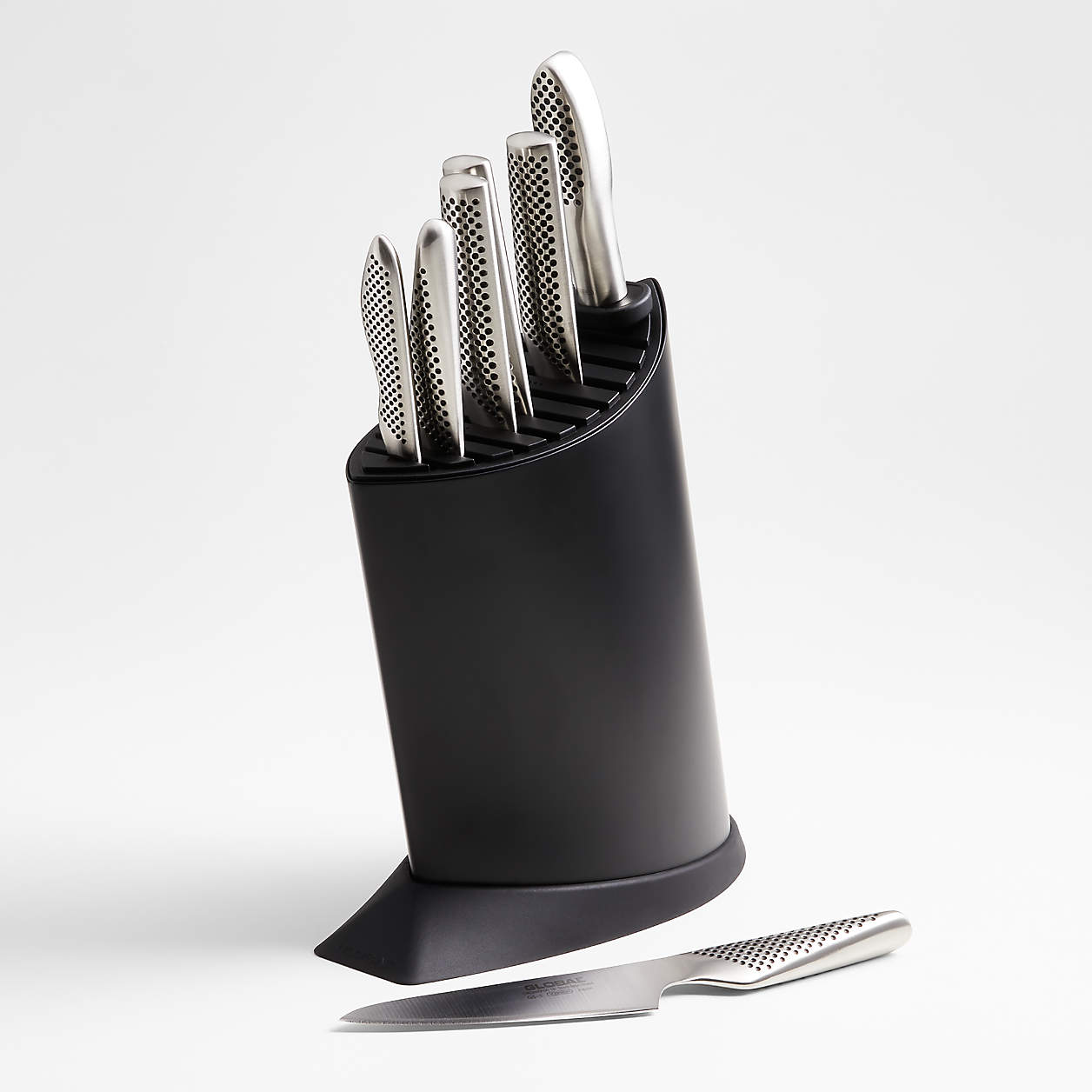 Global Classic 8-Piece Black Knife Block Set | Crate & Barrel