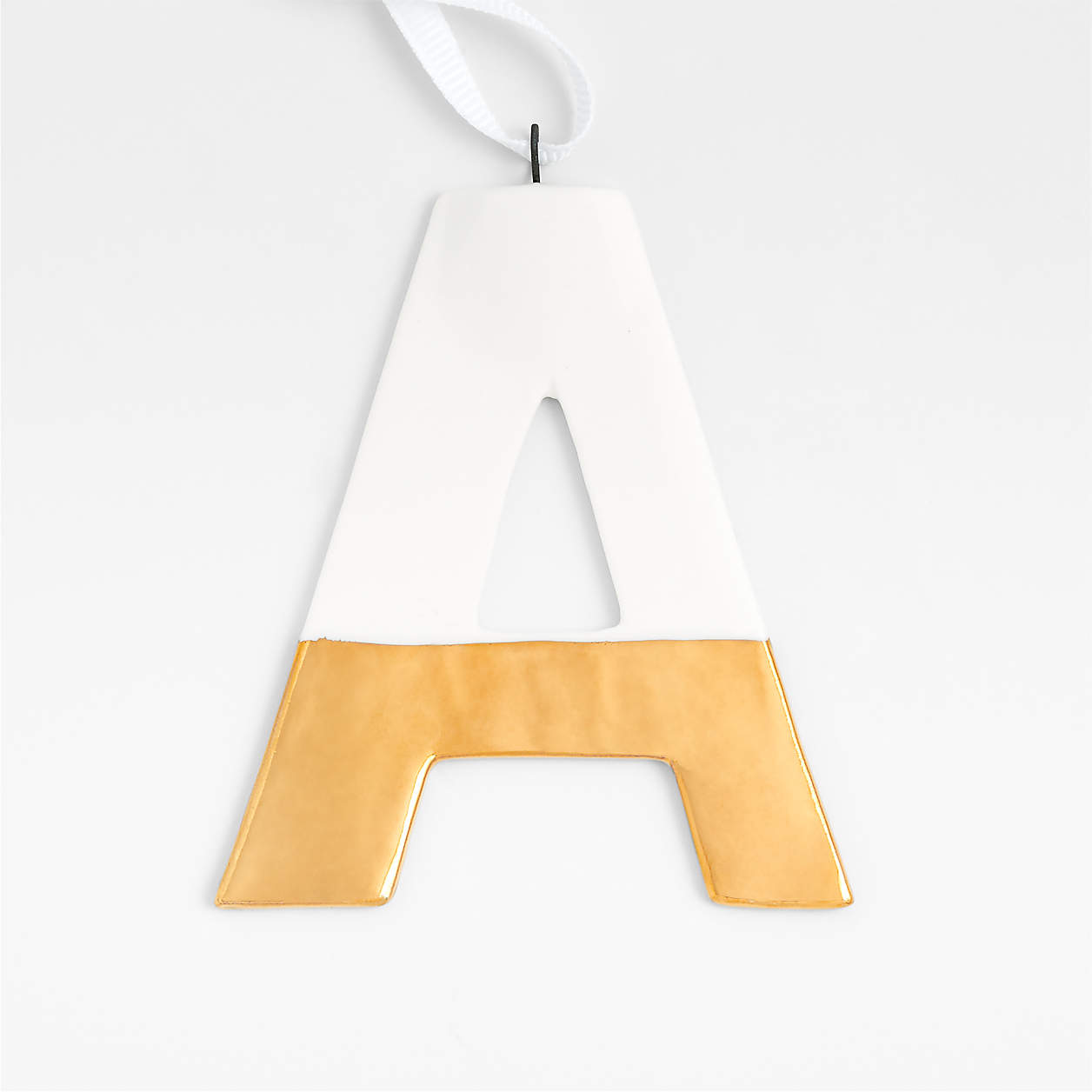 Gold-Dipped Ceramic Letter "A" Monogram Christmas Tree Ornament ...