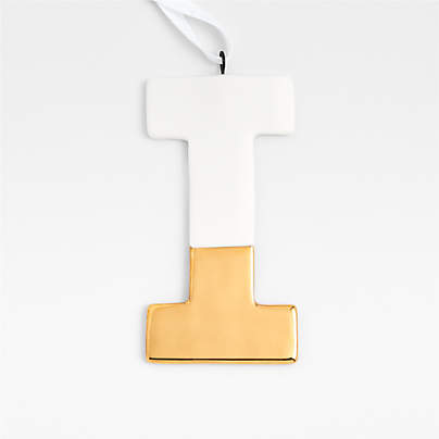 Gold-Dipped Ceramic Letter "D" Monogram Christmas Tree Ornament ...
