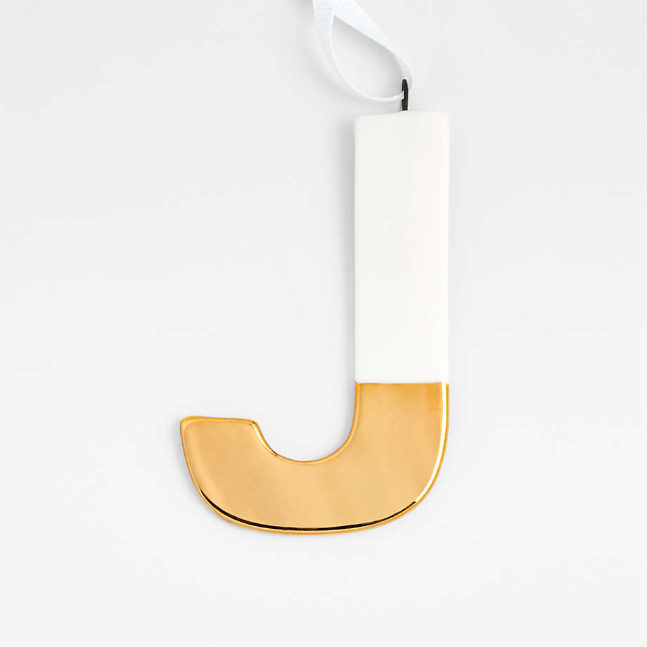 Gold-Dipped Ceramic Letter "J" Monogram Christmas Tree Ornament ...