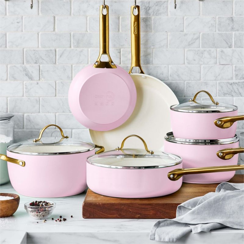 GreenPan Reserve Blush Pink 10-Piece Non-Stick Ceramic Cookware Set | Crate & Barrel