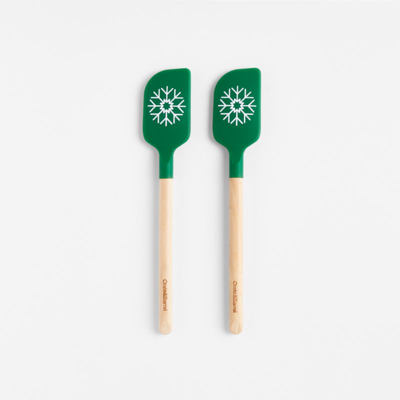 Green Snowflake Mini Spatulas, Set of 2 | Crate & Barrel