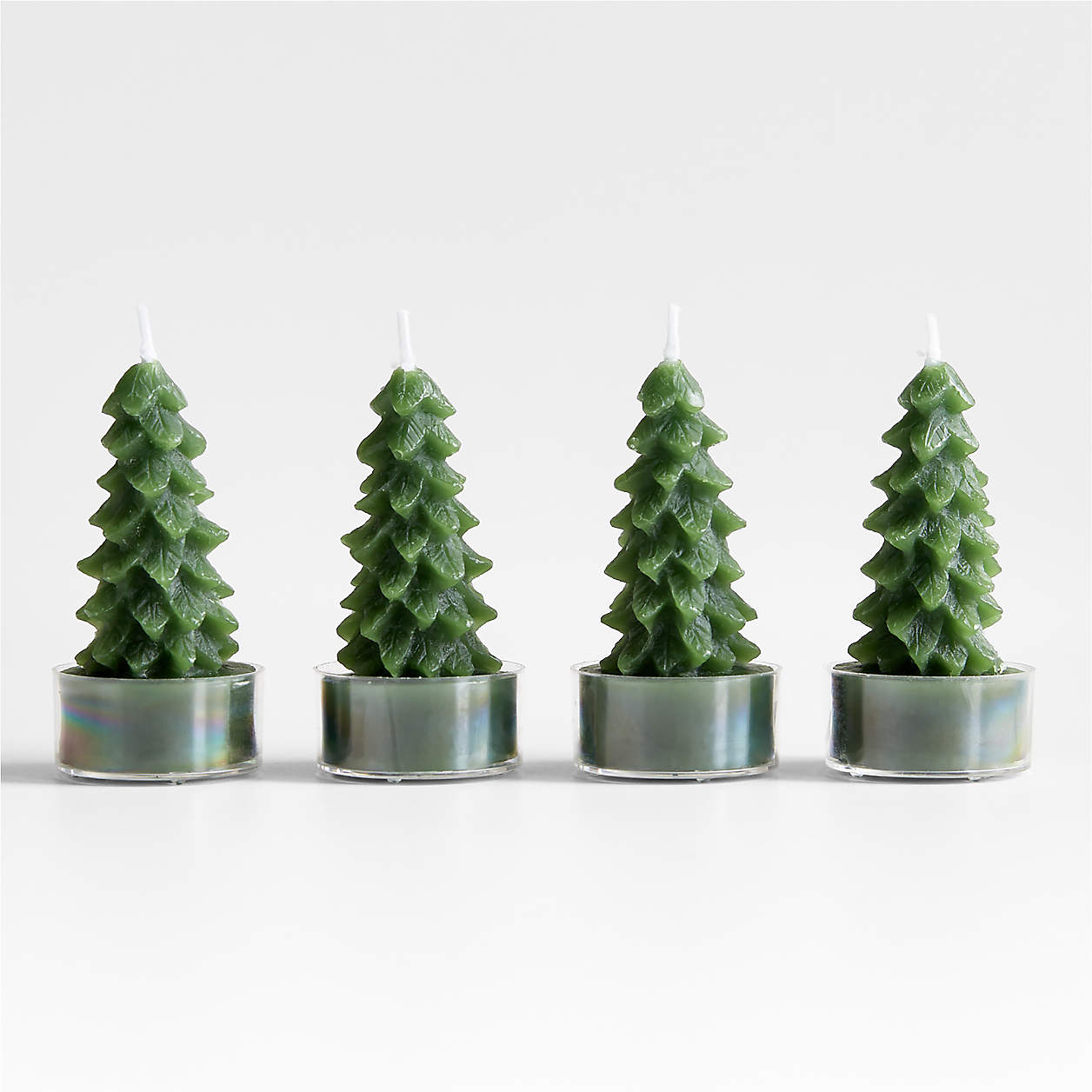 Green Tree Tealight Candles, Set of 4 | Crate & Barrel