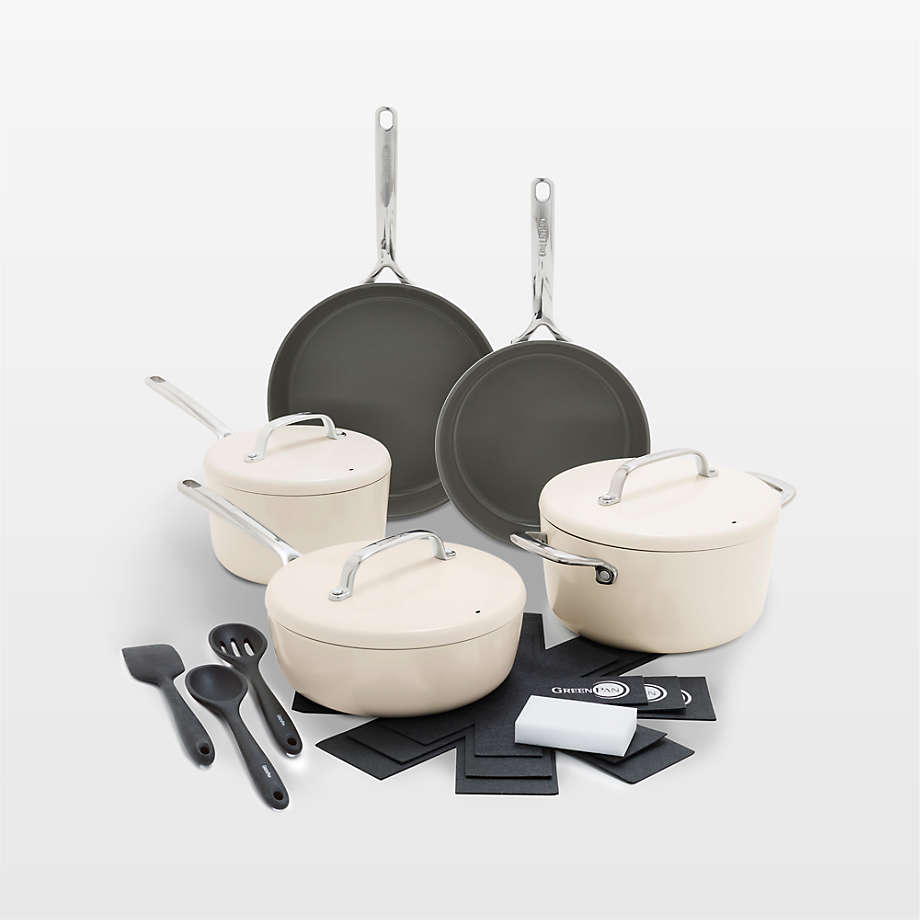 Greenpan GP5 Cloud Cream Hard-Anodized Ceramic Non-Stick 14-Piece ...