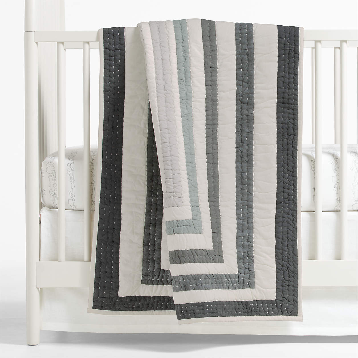 Faded Organic Grey Geometric Baby Crib Quilt by Leanne Ford | Crate & Kids