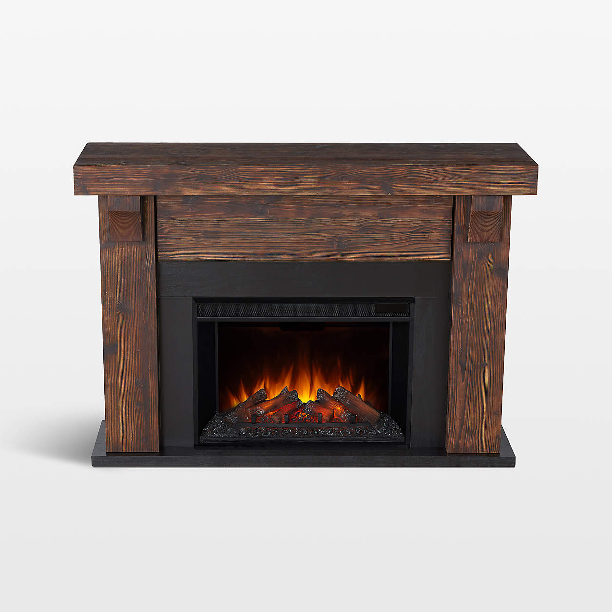 Canyon Dark Cherry Wood Electric Fireplace + Reviews | Crate & Barrel