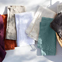 Marin Blue Mist Linen Napkins, Set of 8 | Crate & Barrel