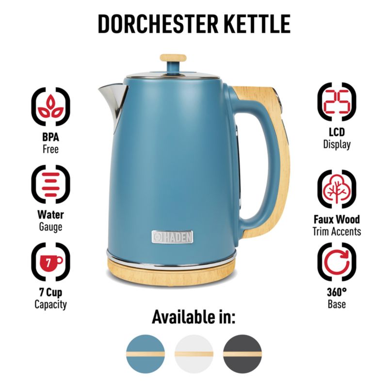 HADEN Heritage Stone Blue Electric Tea Kettle | Crate & Barrel