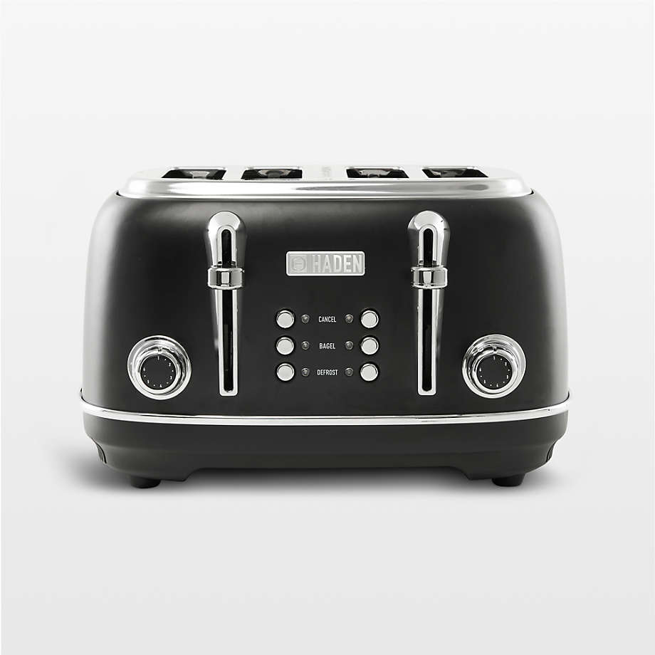 HADEN Heritage Black and Chrome 4-Slice Toaster + Reviews | Crate & Barrel