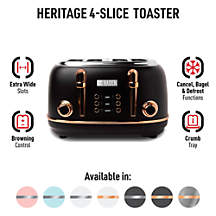 HADEN Heritage Black and Copper 4-Slice Toaster + Reviews | Crate & Barrel