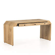 Halston Natural Oak Wood Desk with Drawers | Crate & Barrel Canada