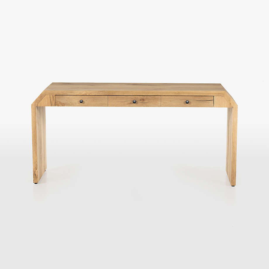 Halston Natural Oak Wood Desk with Drawers | Crate & Barrel