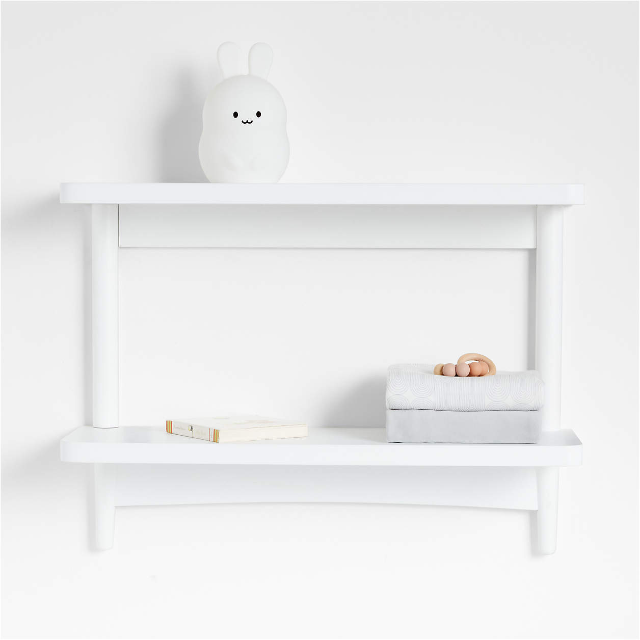 Hampshire White Wood 2-Tier Kids Wall Shelf + Reviews | Crate & Kids
