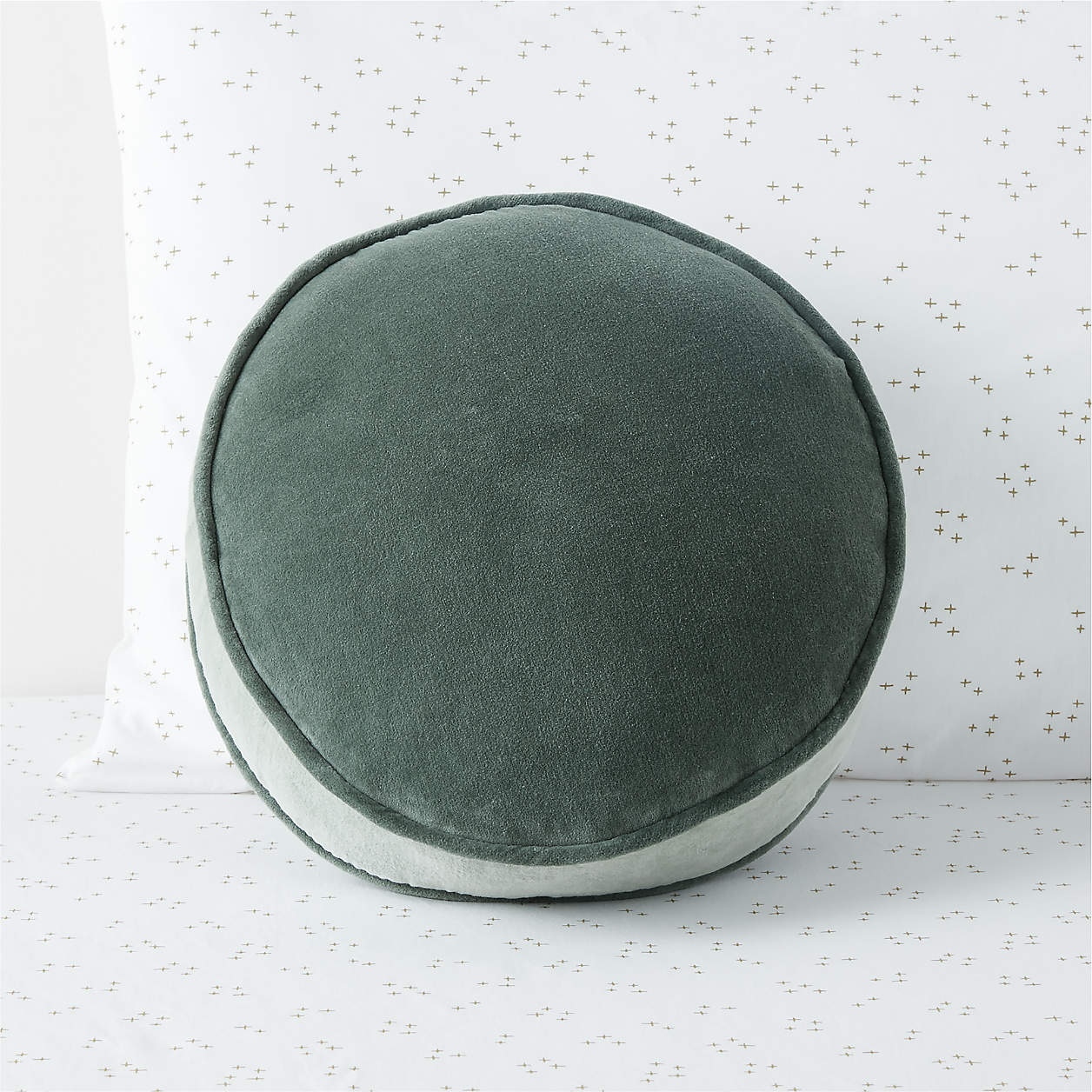 Harriet Round Pine Green Velvet Kids Throw Pillow + Reviews | Crate & Kids