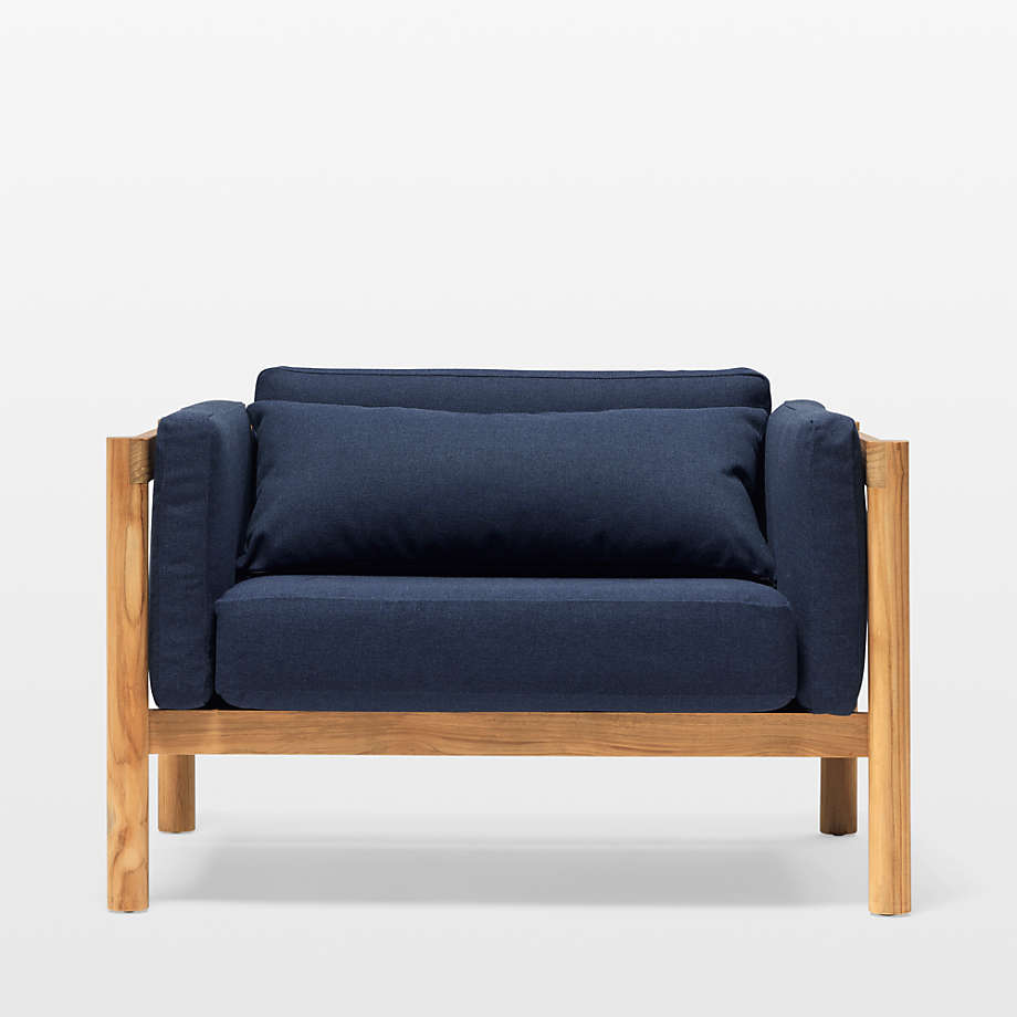 Neighbor Haven Navy Blue Outdoor Chair and a Half | Crate & Barrel