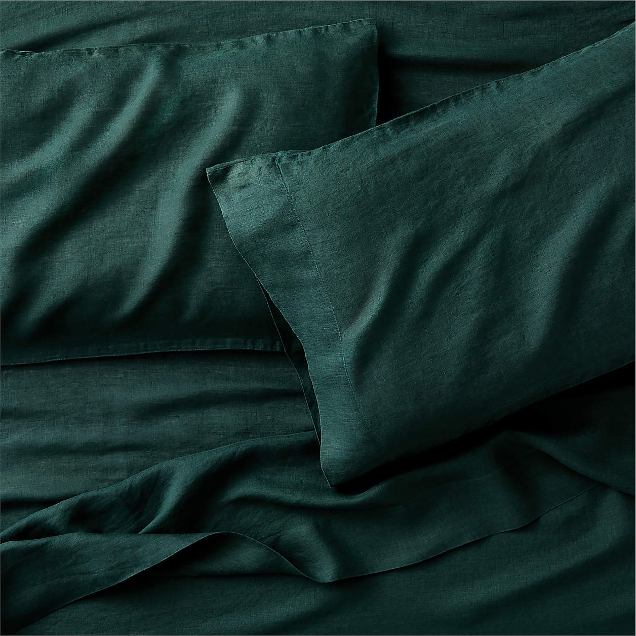 Spruce Green Natural Hemp Fiber King Sheet Set | Crate & Barrel