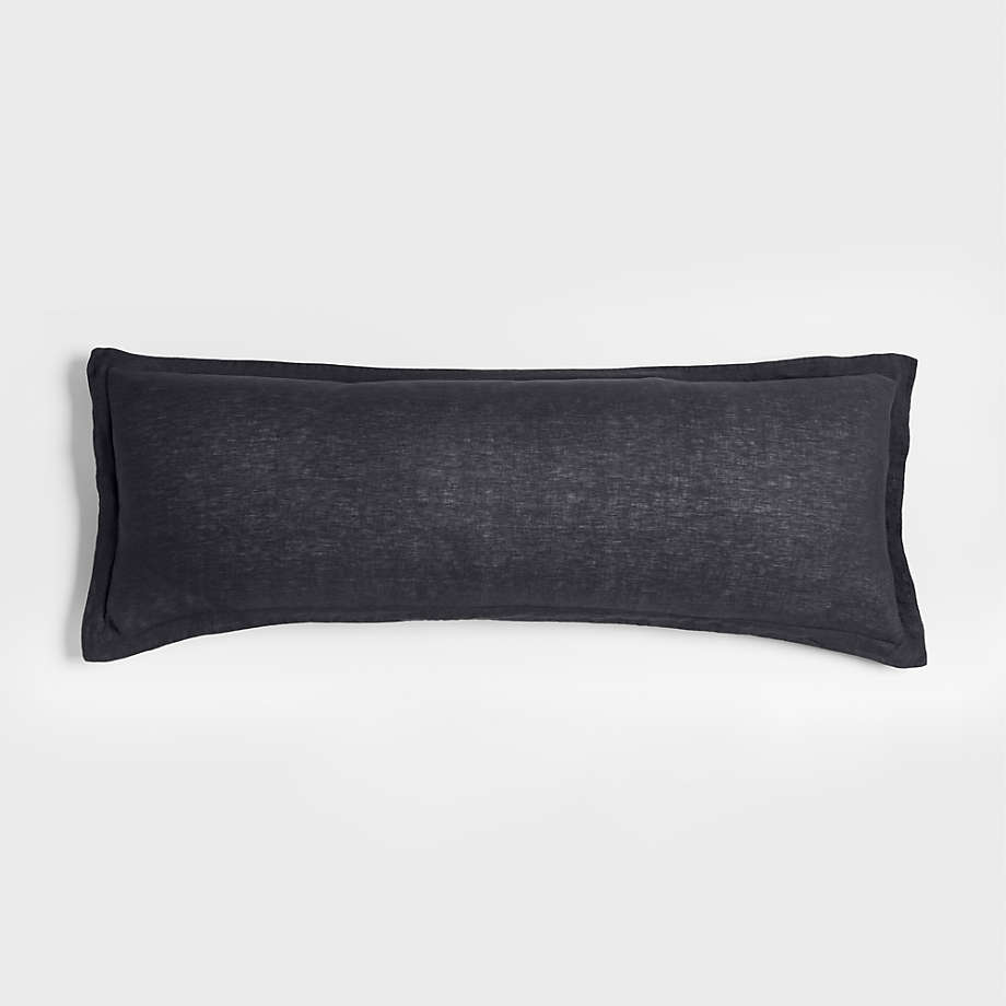 Hemp 54"x20" Sultry Navy Throw Pillow with Feather Insert | Crate ...