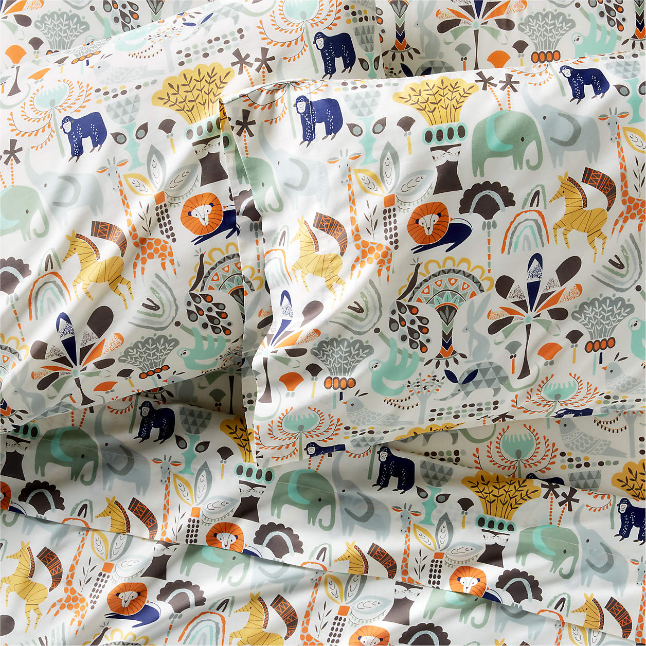 Heritage Mod Organic Cotton Full Blue Animal Patterned Sheet Set ...