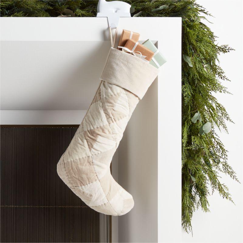 Velvet Heritage Ivory Christmas Stocking | Crate & Barrel
