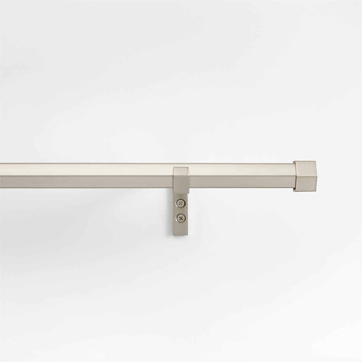 Brushed Nickel 1" Hexagonal Curtain Rod and End Cap Finials Set 28"-48 ...