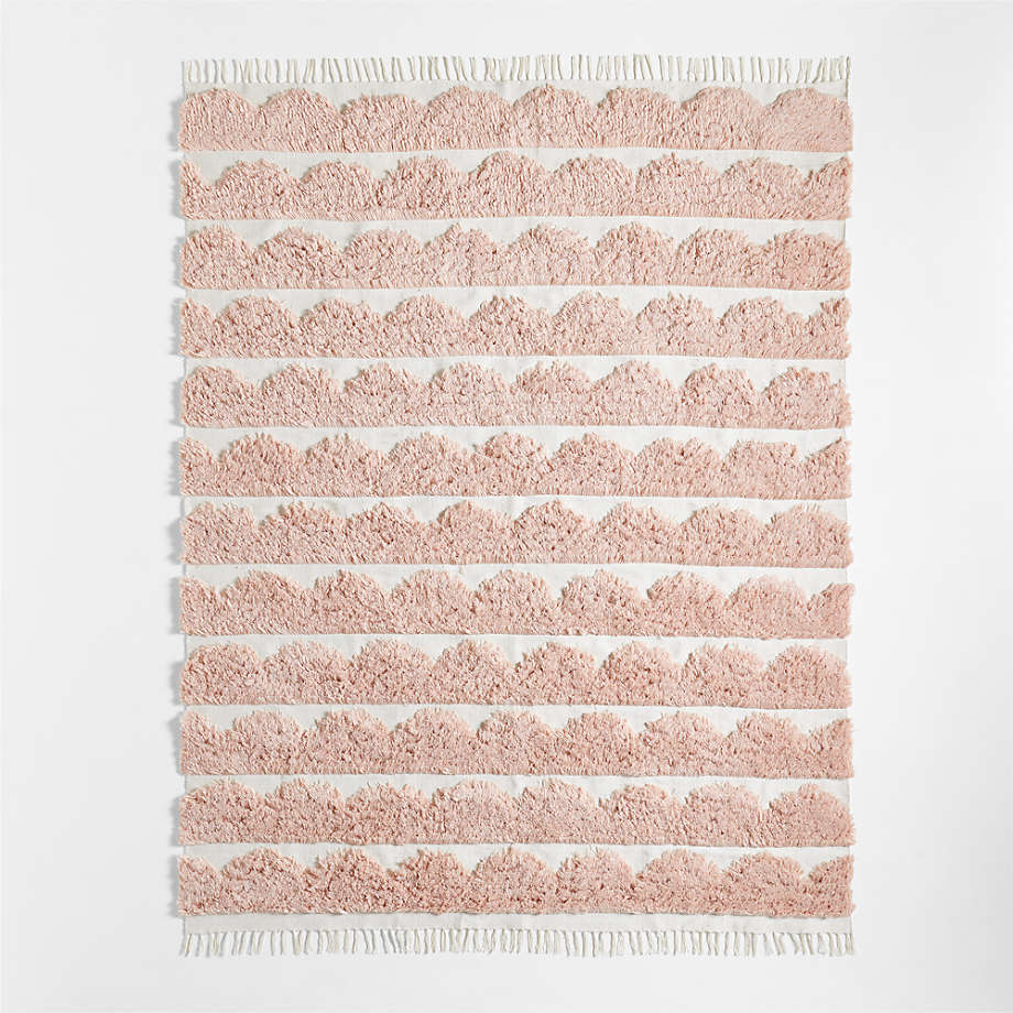 Hi/Low Scallop Elegant Pink Flatweave Kids Performance Area Rug 6x9 ...