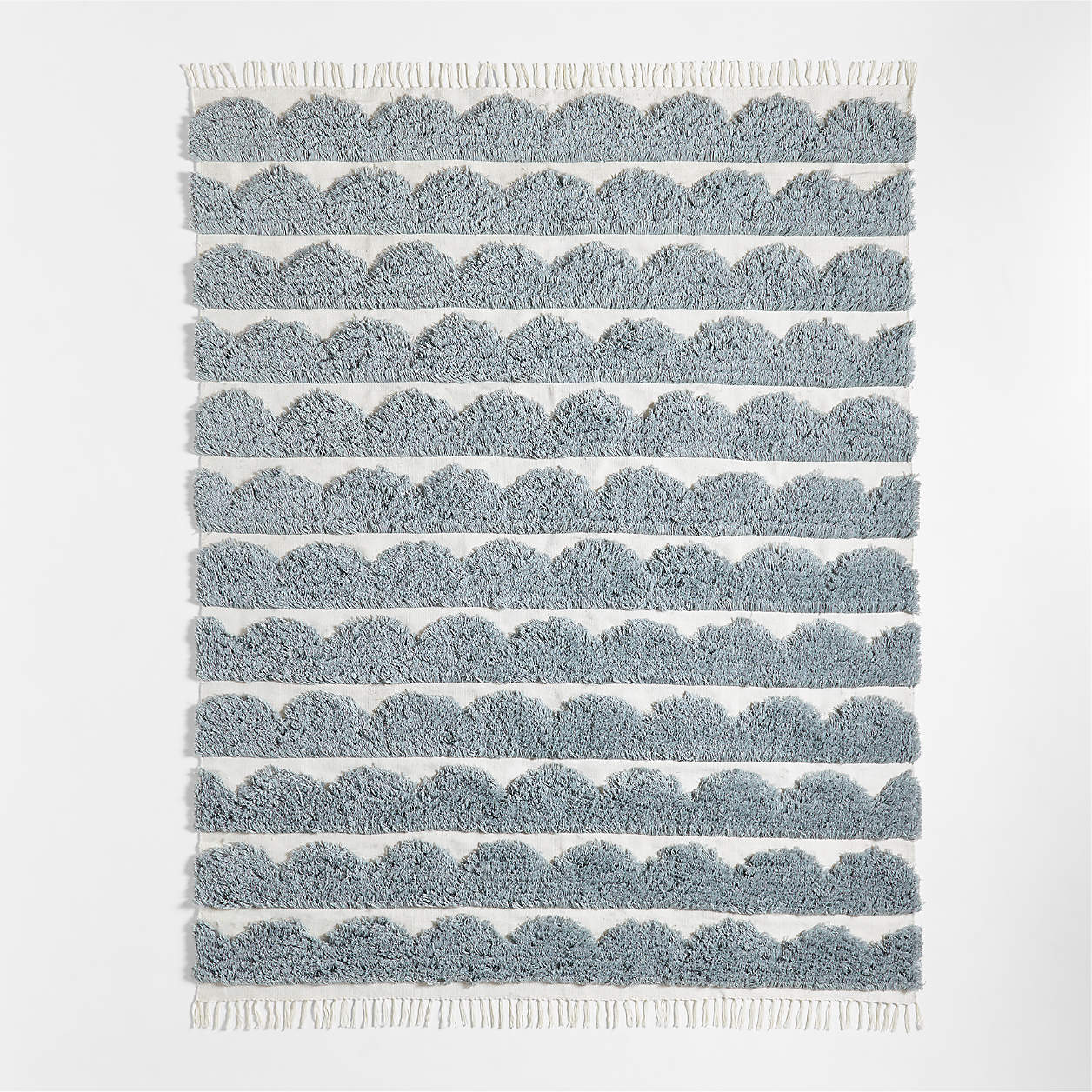 Hi/Low Scallop Mist Blue Flatweave Kids Performance Area Rug 8x10 ...