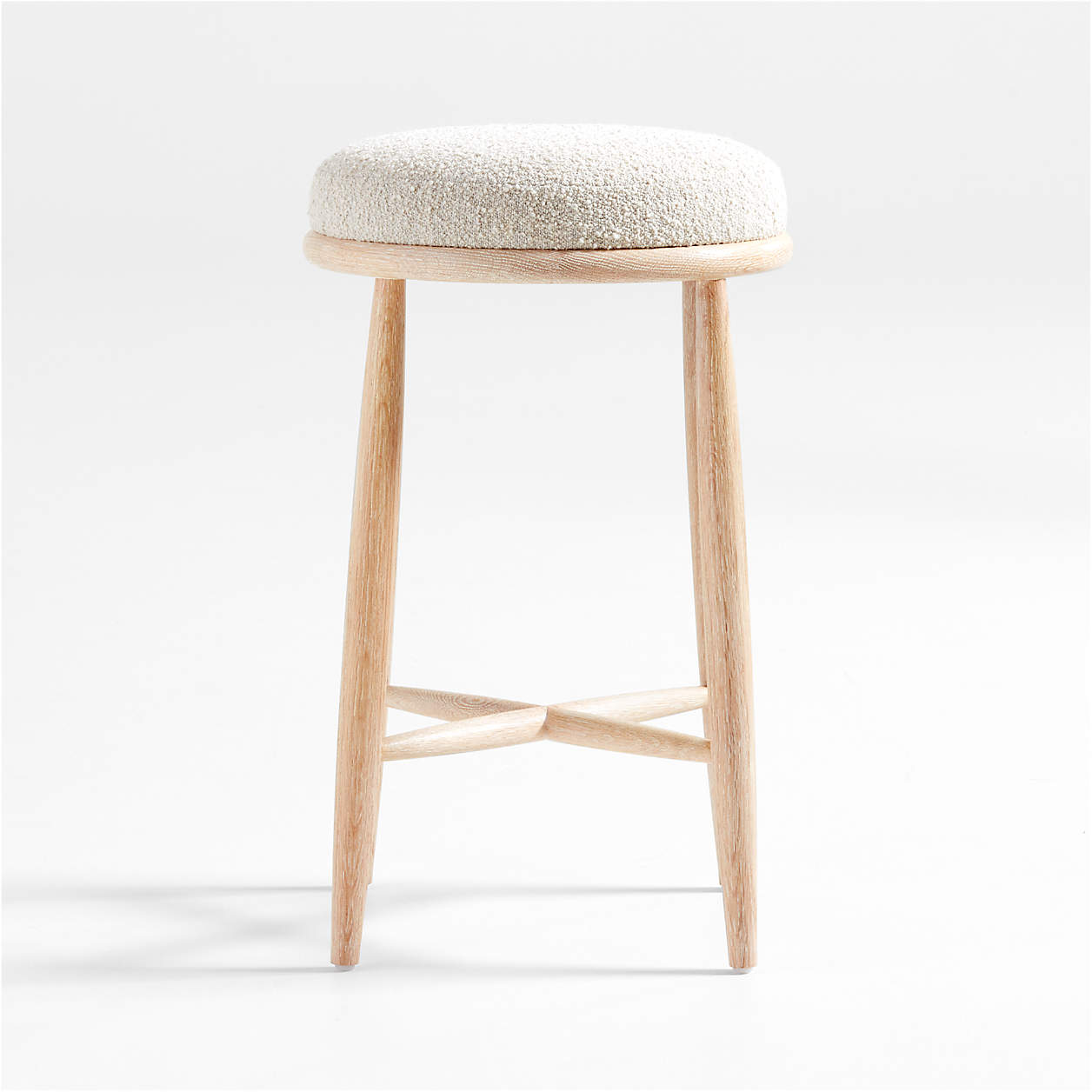 Hobbs Cerused Natural Oak Wood Counter Stool | Crate & Barrel