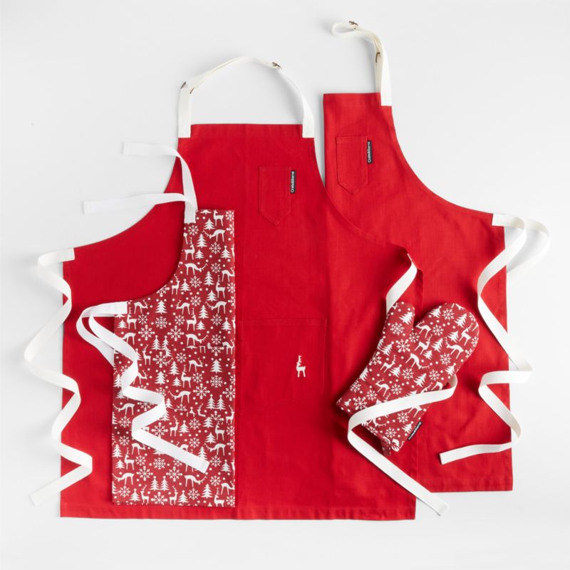Holiday Red Reindeer Apron | Crate & Barrel