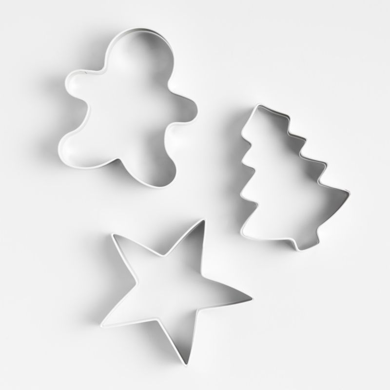 5" Stainless Steel Holiday Cookie Cutters, Set of 3 | Crate & Barrel