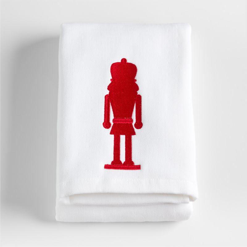 Nutcracker Embroidered Guest Towel | Crate & Barrel