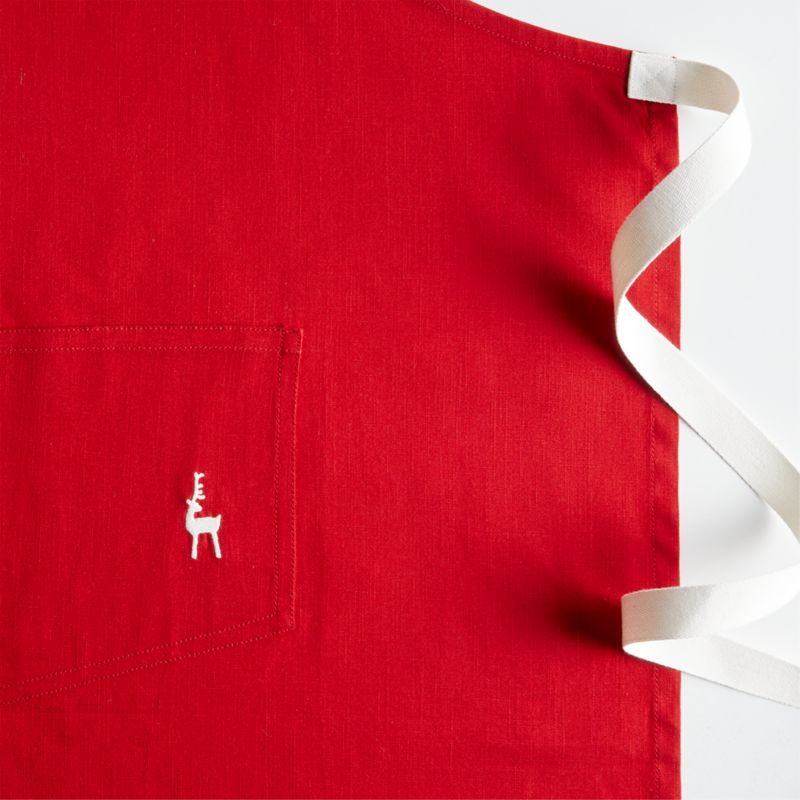 Holiday Red Reindeer Apron | Crate & Barrel